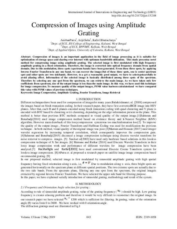 (PDF) Compression of Images using Amplitude Grating