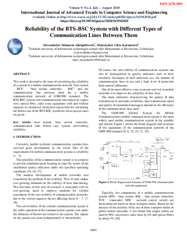 (PDF) Reliability of the BTS-BSC System with Different Types of ...