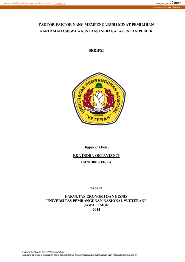 (PDF) Faktor-Faktor Yang Mempengaruhi Minat Pemilihan Karir Mahasiswa Akuntansi Sebagai Akuntan ...