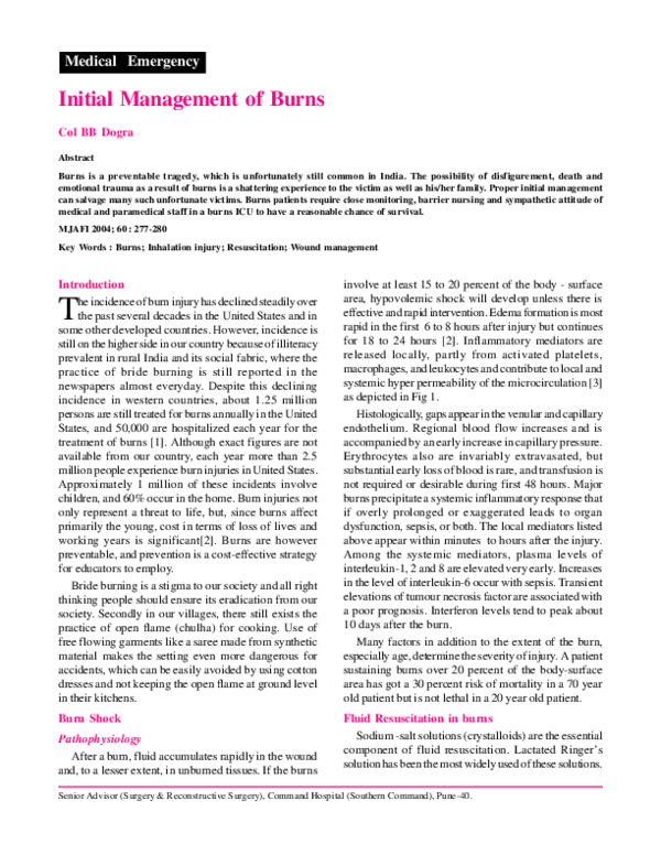 (PDF) Initial management of burns | 148__ Bharat kesar Dogra - Academia.edu