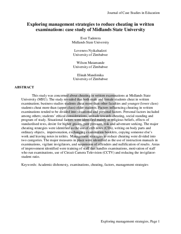(PDF) Ever Taderera Midlands State University