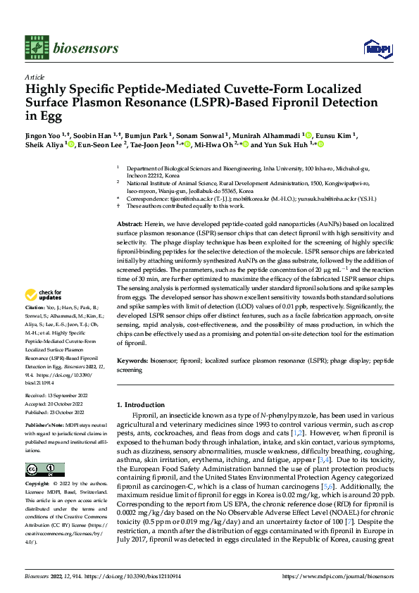 (PDF) Highly Specific Peptide-Mediated Cuvette-Form Localized Surface Plasmon Resonance (LSPR ...