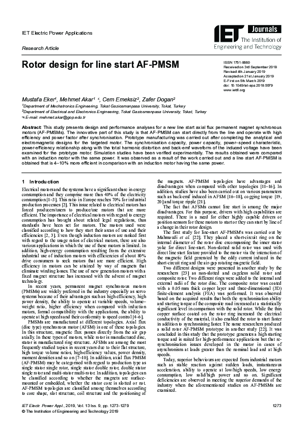 (PDF) Rotor design for line start AF‐PMSM