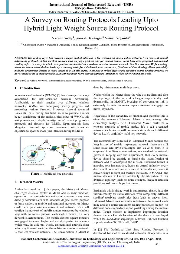 (PDF) A Survey on Routing Protocols Leading Upto Hybrid Light Weight Source Routing Protocol