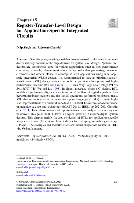 (PDF) Register-Transfer-Level Design for Application-Specific Integrated Circuits
