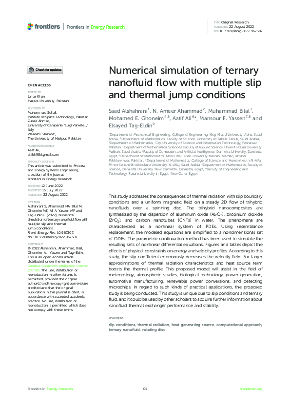 (PDF) Numerical simulation of ternary nanofluid flow with multiple slip and thermal jump conditions