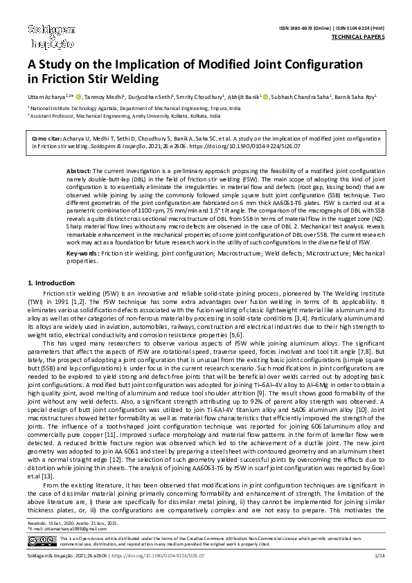 (PDF) Modified Joint Configuration in Friction Stir Welding