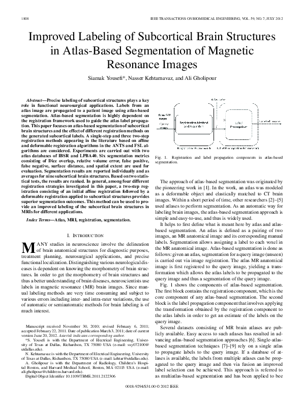 (PDF) Improved Labeling of Subcortical Brain Structures in Atlas-Based Segmentation of Magnetic ...