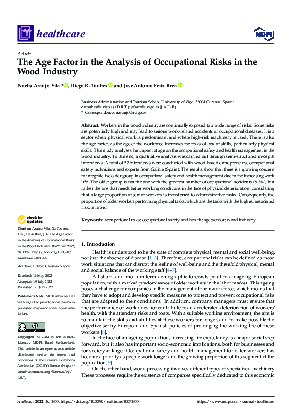 (PDF) The Age Factor in the Analysis of Occupational Risks in the Wood Industry | Diego R Toubes ...