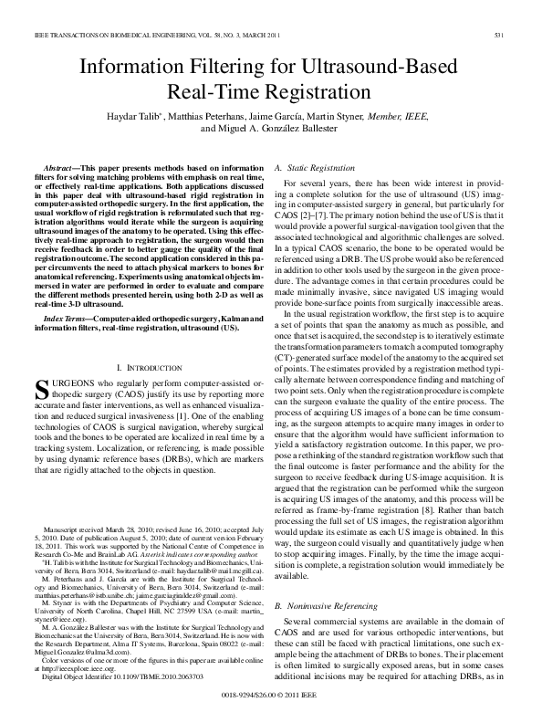 (PDF) Information Filtering for Ultrasound-Based Real-Time Registration