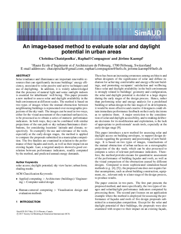 (PDF) An Image-Based Method to Evaluate Solar and Daylight Potential in Urban Areas