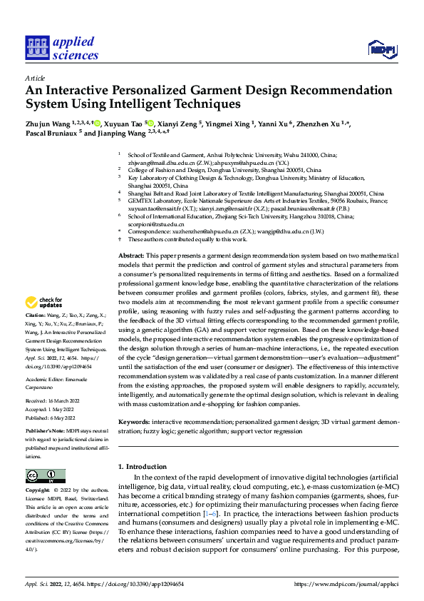 (PDF) An Interactive Personalized Garment Design Recommendation System Using Intelligent Techniques