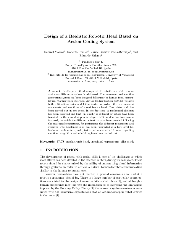 (PDF) Realistic Robotic Head Using FACS Model