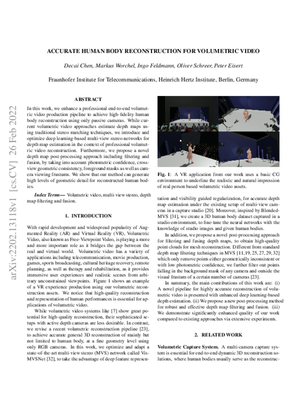 (PDF) Accurate human body reconstruction for volumetric video