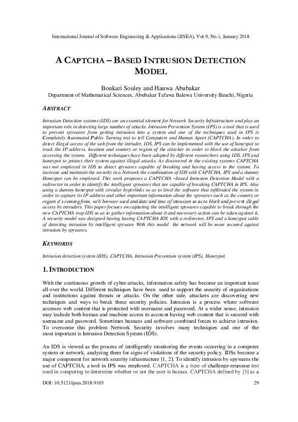 (PDF) A Captcha - Based Intrusion Detection Model