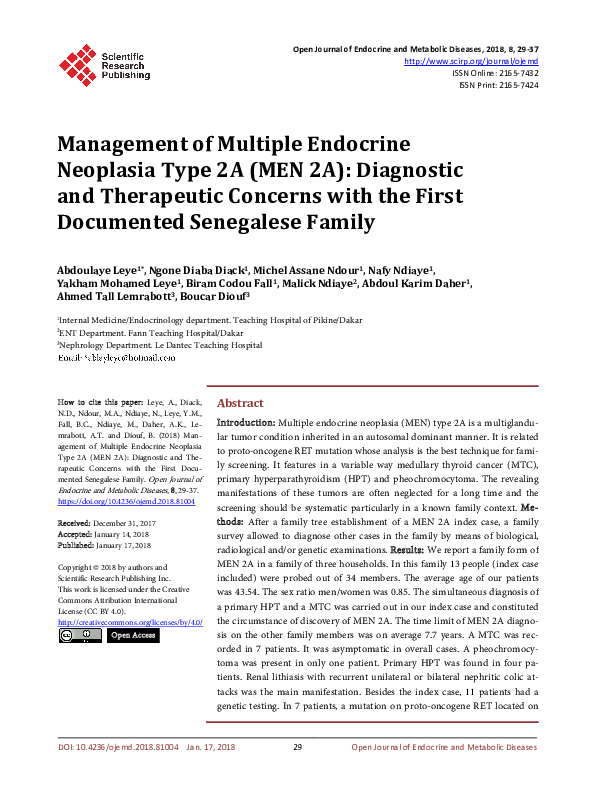 (PDF) Management of Multiple Endocrine Neoplasia Type 2A (MEN 2A ...