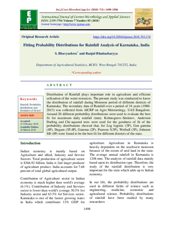 (PDF) Fitting Probability Distributions for Rainfall Analysis of ...