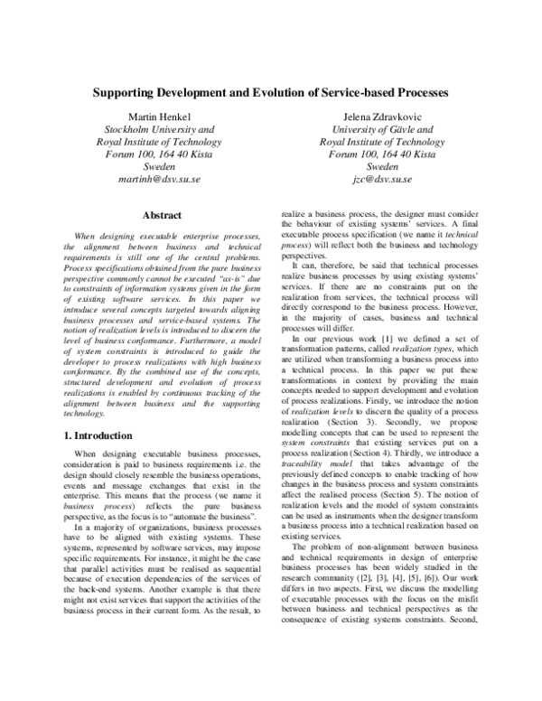 (PDF) Supporting development and evolution of service-based processes