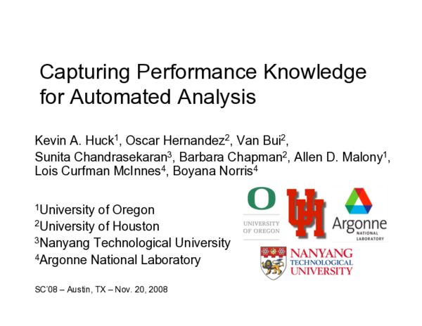 (PDF) Capturing performance knowledge for automated analysis