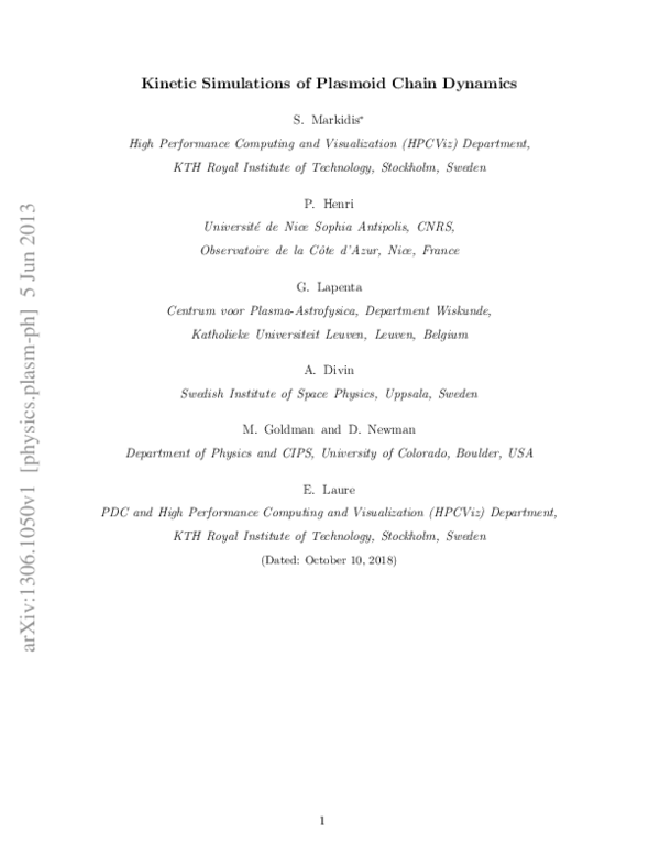 (PDF) Kinetic simulations of plasmoid chain dynamics