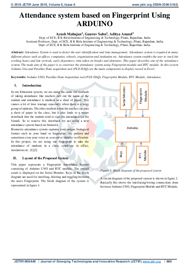 Pdf Attendance System Based On Fingerprint Using Arduino 