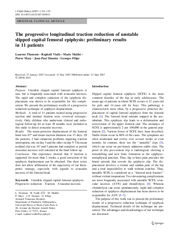 (PDF) The progressive longitudinal traction reduction of unstable ...