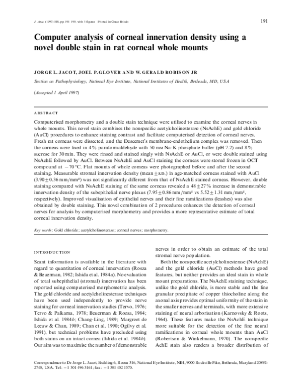 (PDF) Computer analysis of corneal innervation density using a novel ...
