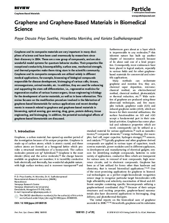 (PDF) Graphene and Graphene-Based Materials in Biomedical Science