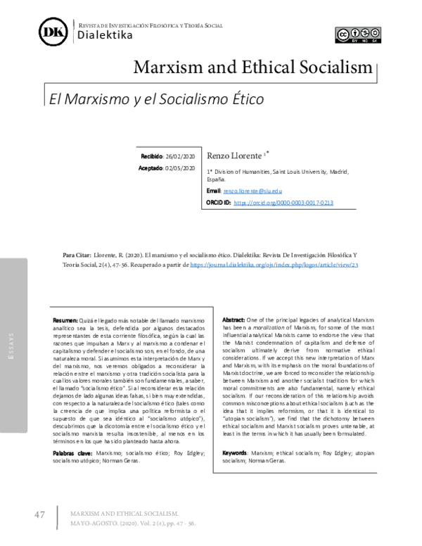 (PDF) Marxism and Ethical Socialism
