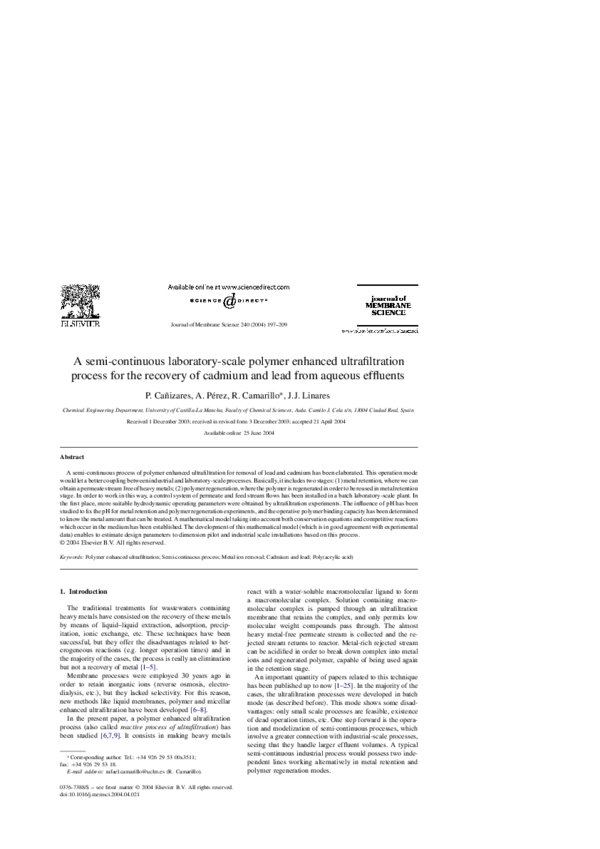 (PDF) A semi-continuous laboratory-scale polymer enhanced ...