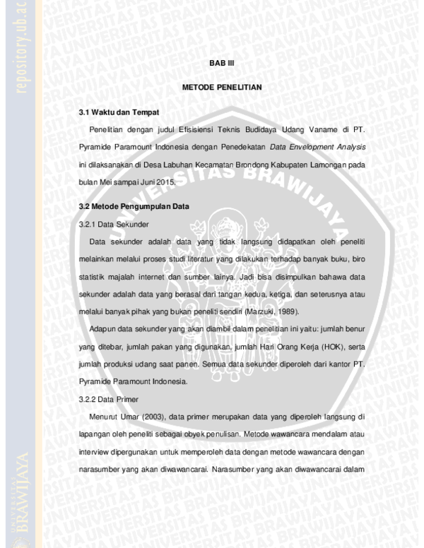 (PDF) Efisisiensi Teknis Budidaya Udang Vaname (Litopenaeus Vannamei) di PT. Pyramide Paramount ...