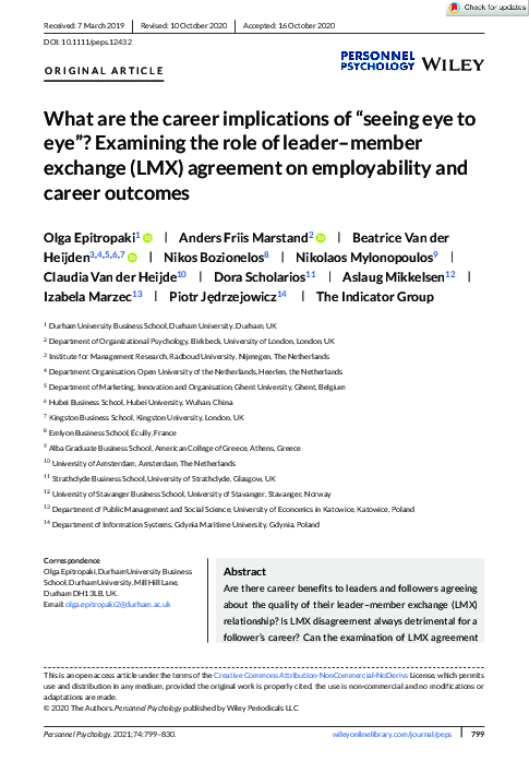 (PDF) What are the career implications of “seeing eye to eye ...