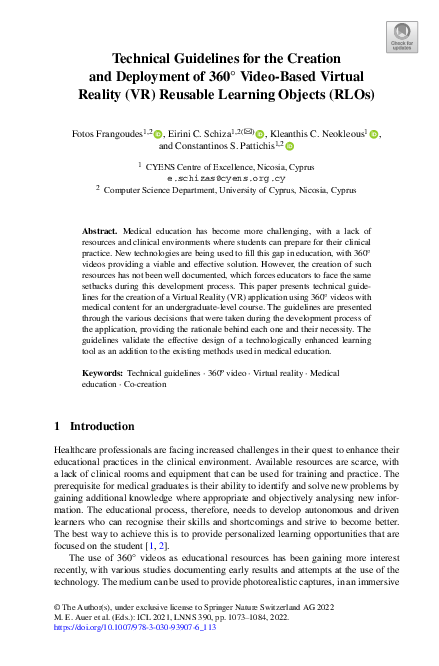 (PDF) Technical Guidelines for the Creation and Deployment of 360° Video-Based Virtual Reality ...
