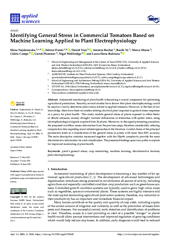 (PDF) Identifying General Stress in Commercial Tomatoes Based on ...