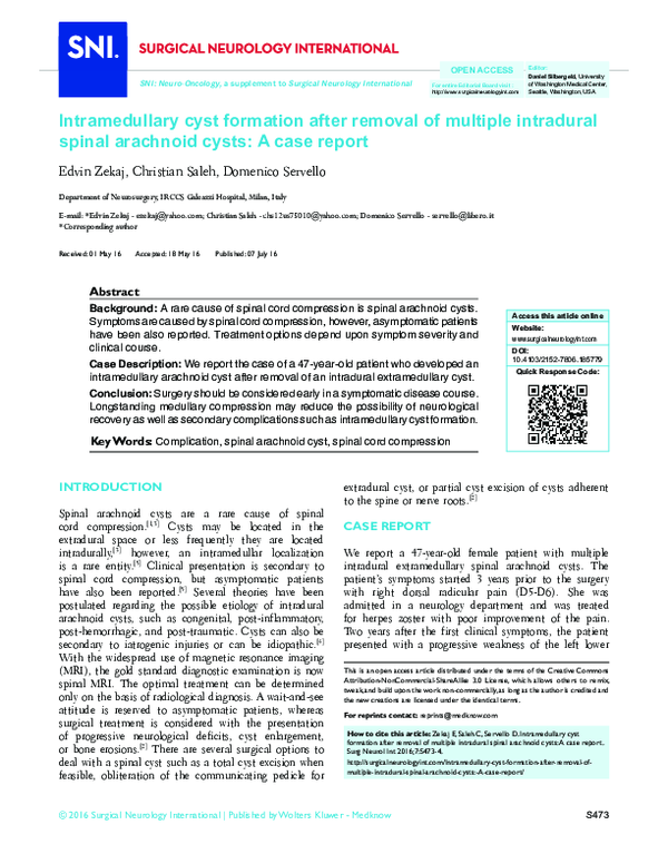 (PDF) Intramedullary cyst formation after removal of multiple ...