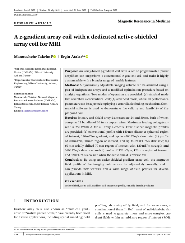 Pdf A Z ‐gradient Array Coil With A Dedicated Active‐shielded Array