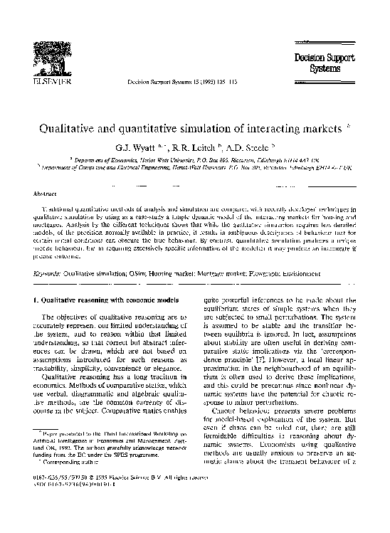 (PDF) Qualitative and quantitative simulation of interacting markets