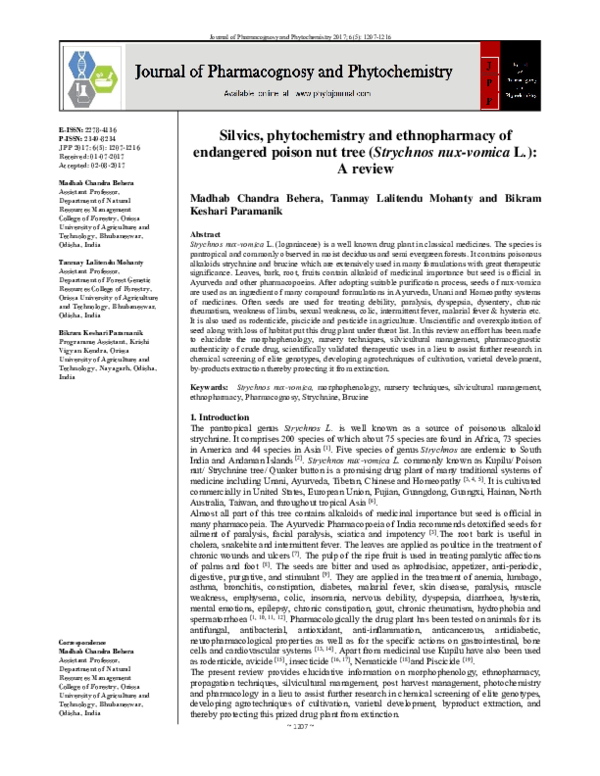 (PDF) Silvics, phytochemistry and ethnopharmacy of endangered poison ...