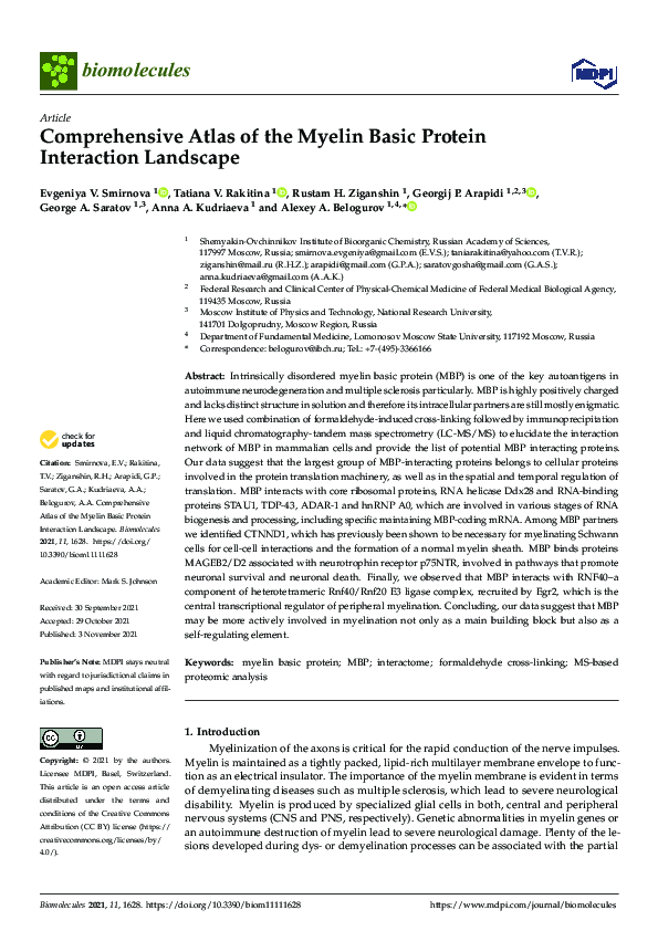 (PDF) Comprehensive Atlas of the Myelin Basic Protein Interaction Landscape