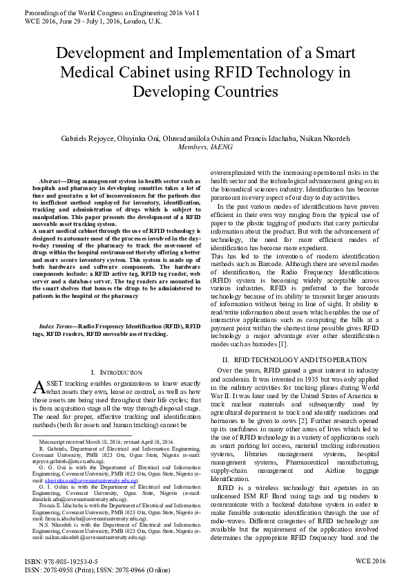 (PDF) Development and Implementation of a Smart Medical Cabinet using ...