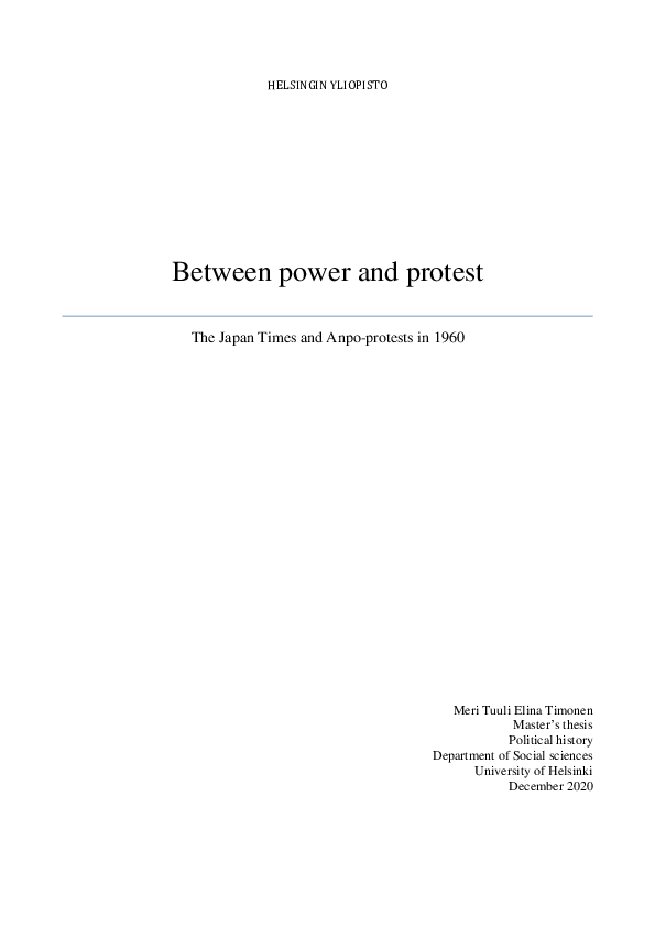 (PDF) Between power and protest : The Japan Times and Anpo-protests in 1960
