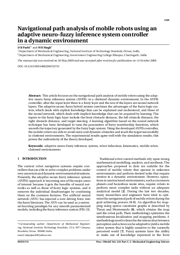 Pdf Navigational Path Analysis Of Mobile Robots Using An Adaptive