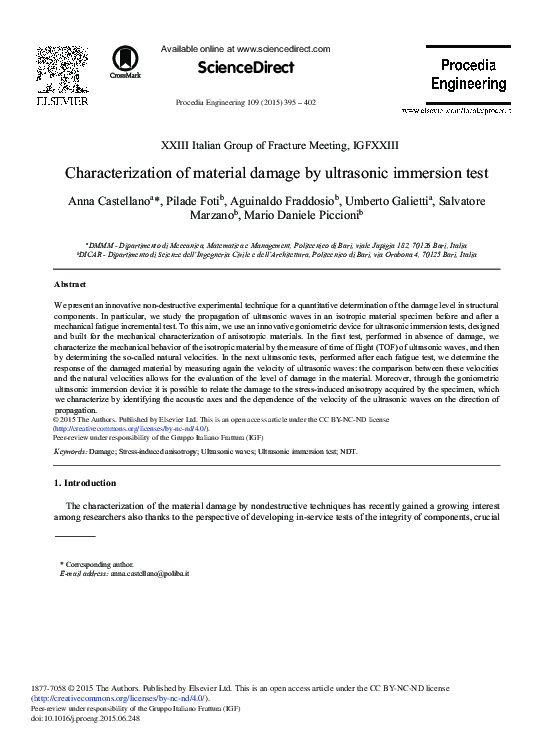 (PDF) Characterization of Material Damage by Ultrasonic Immersion Test