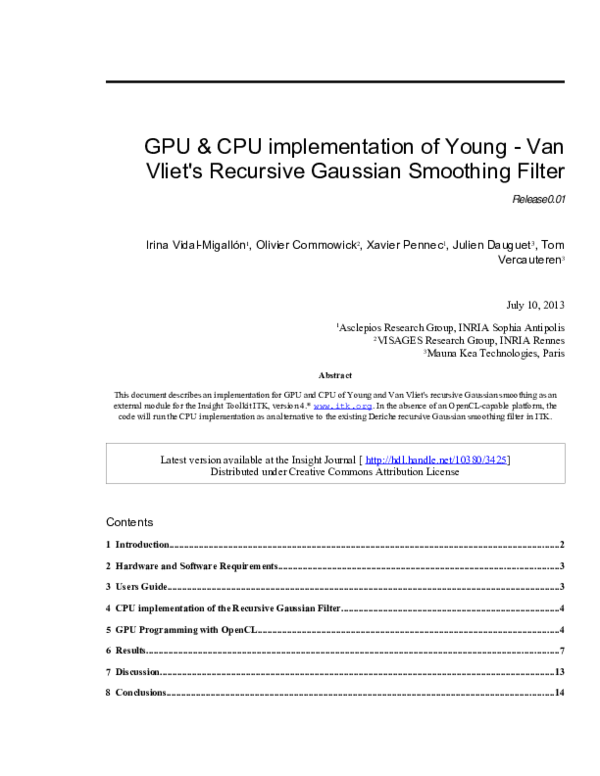 Pdf Gpu And Cpu Implementation Of Young Van Vliets Recursive 9570
