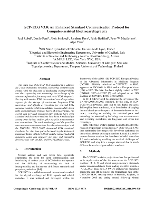 (PDF) SCP:ECG V3.0: An enhanced Standard Communication Protocol for computer:assisted ...
