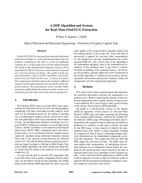 Pdf A Dsp Algorithm And System For Real Time Fetal Ecg Extraction
