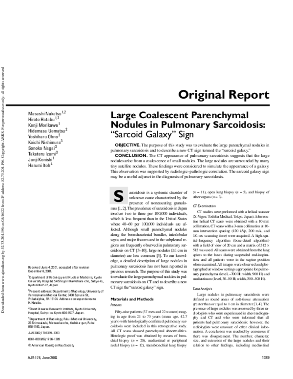 (PDF) Large Coalescent Parenchymal Nodules in Pulmonary Sarcoidosis ...