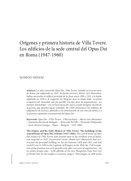 (PDF) Vol. 11/2017 - Orígenes y primera historia de Villa Tevere. Los ...