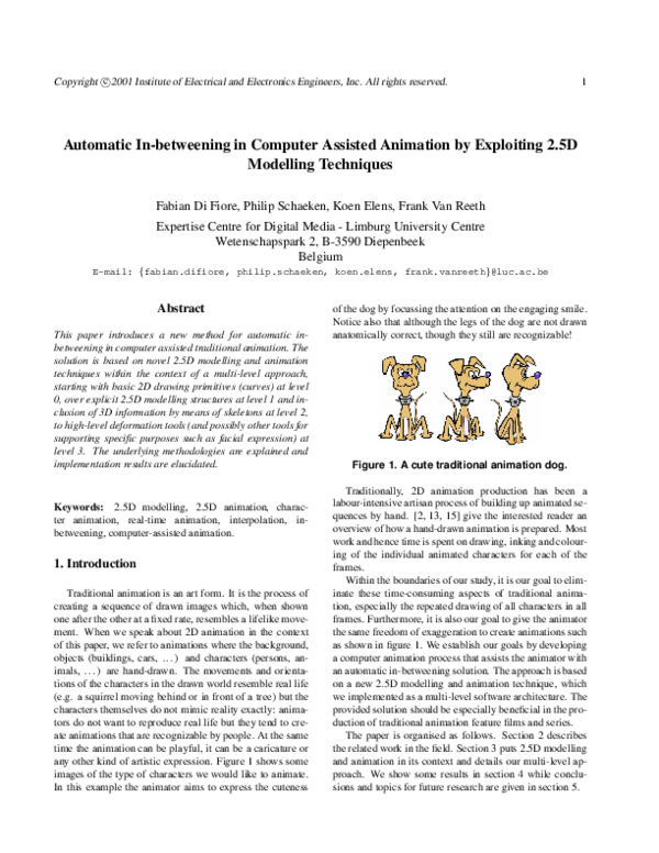 (PDF) Automatic in-betweening in computer assisted animation by ...