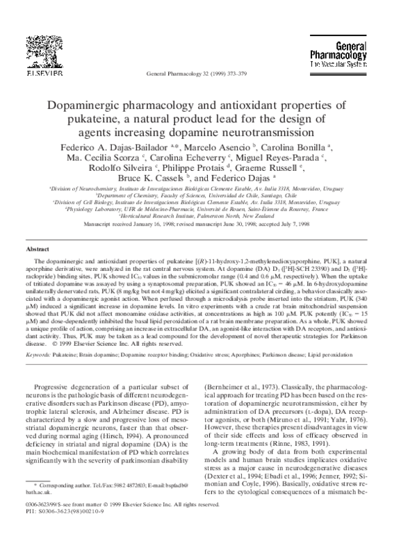 (PDF) Dopaminergic pharmacology and antioxidant properties of pukateine ...
